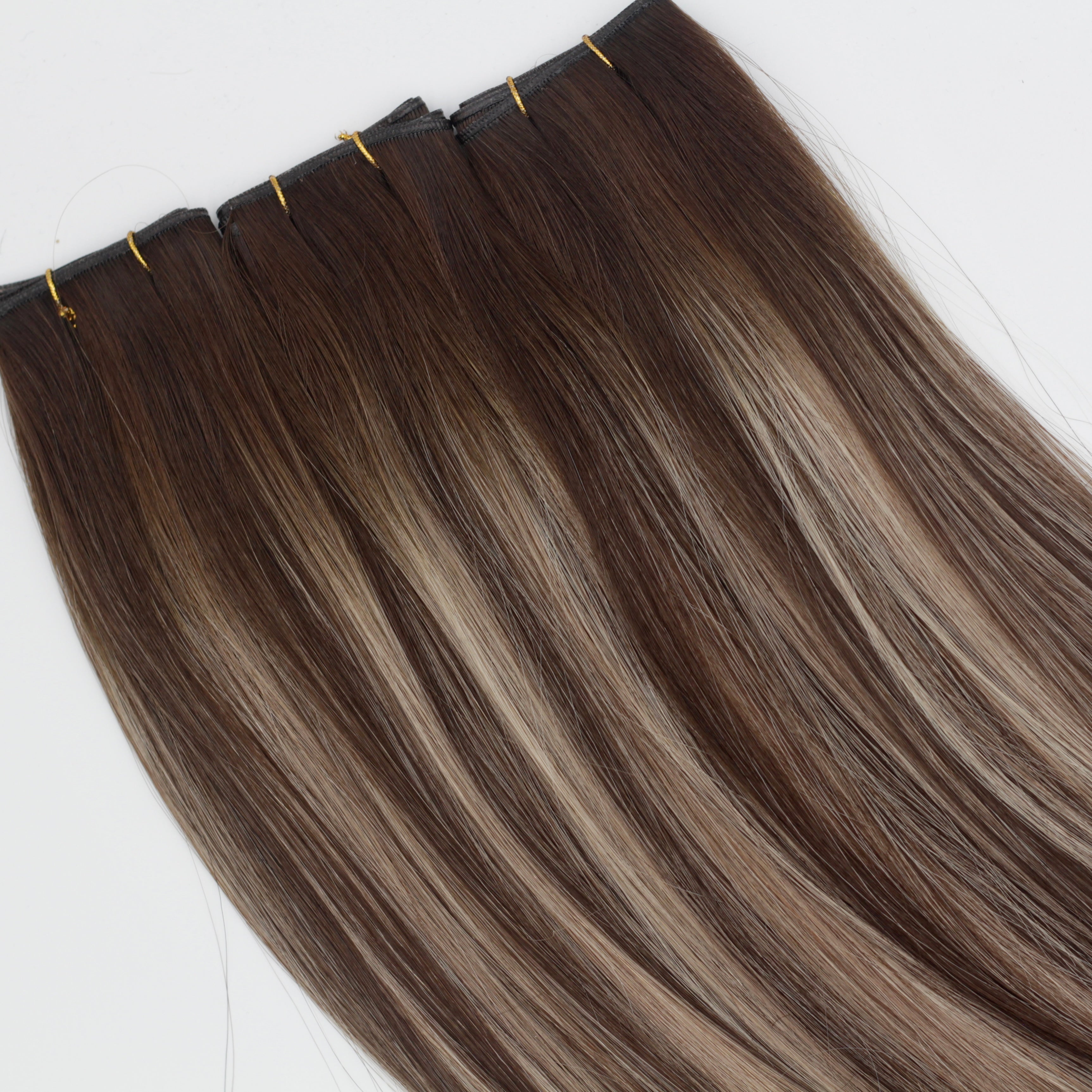 Rooted Titanium Bronde Piano - Intermix Weft – Intertwined Hair Extensions